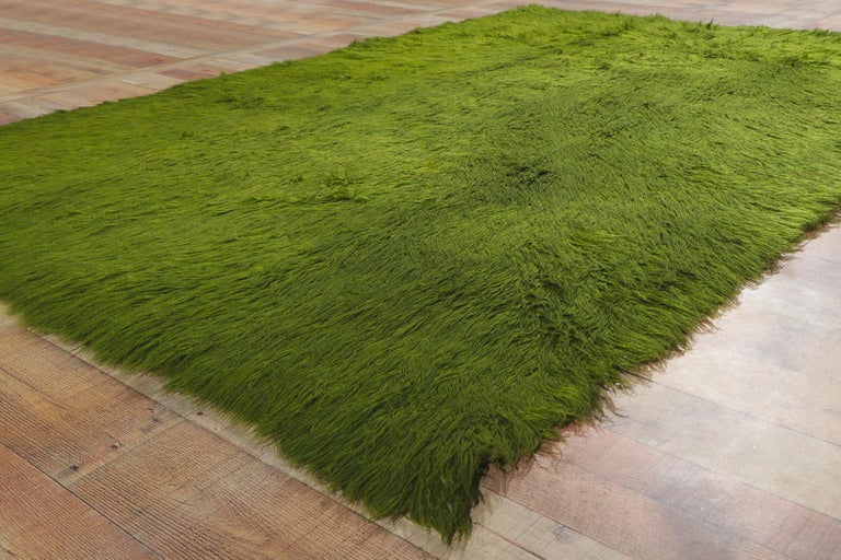 Vintage Greek Flokati Rug with Modern Biophilic Design at 1stDibs