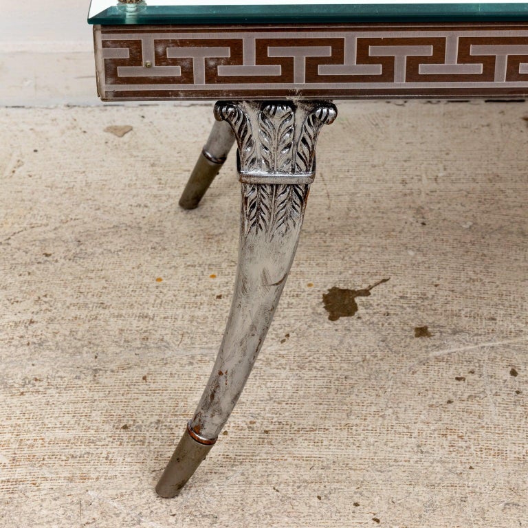 Vintage Greek Key Mirrored Coffee Table For Sale at 1stDibs