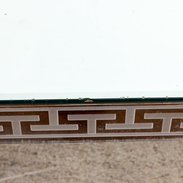 Vintage Greek Key Mirrored Coffee Table For Sale at 1stDibs