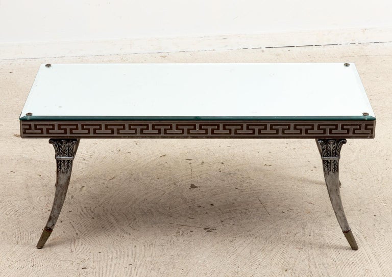 Vintage Greek Key Mirrored Coffee Table For Sale at 1stDibs