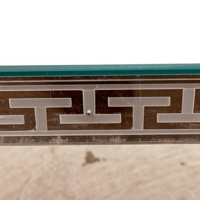 Vintage Greek Key Mirrored Coffee Table For Sale at 1stDibs