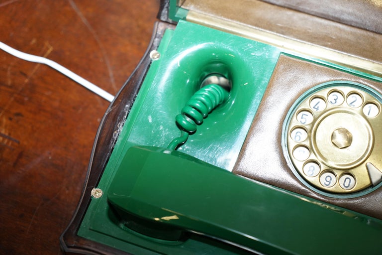 Vintage Green 1950s Telephone Inside Burr Walnut Marquetry Inlaid Box ...