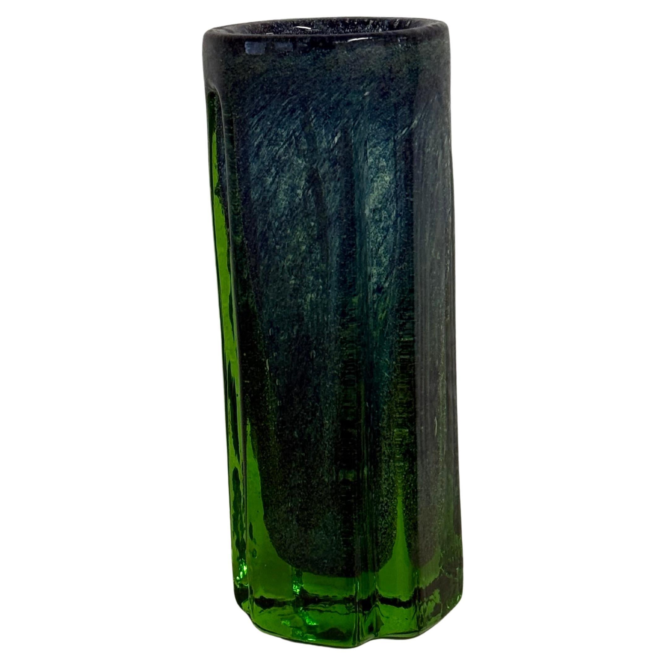 Vintage Green and Blue Artglass Vase, Benny Motzfeldt, Norway 1960s For ...