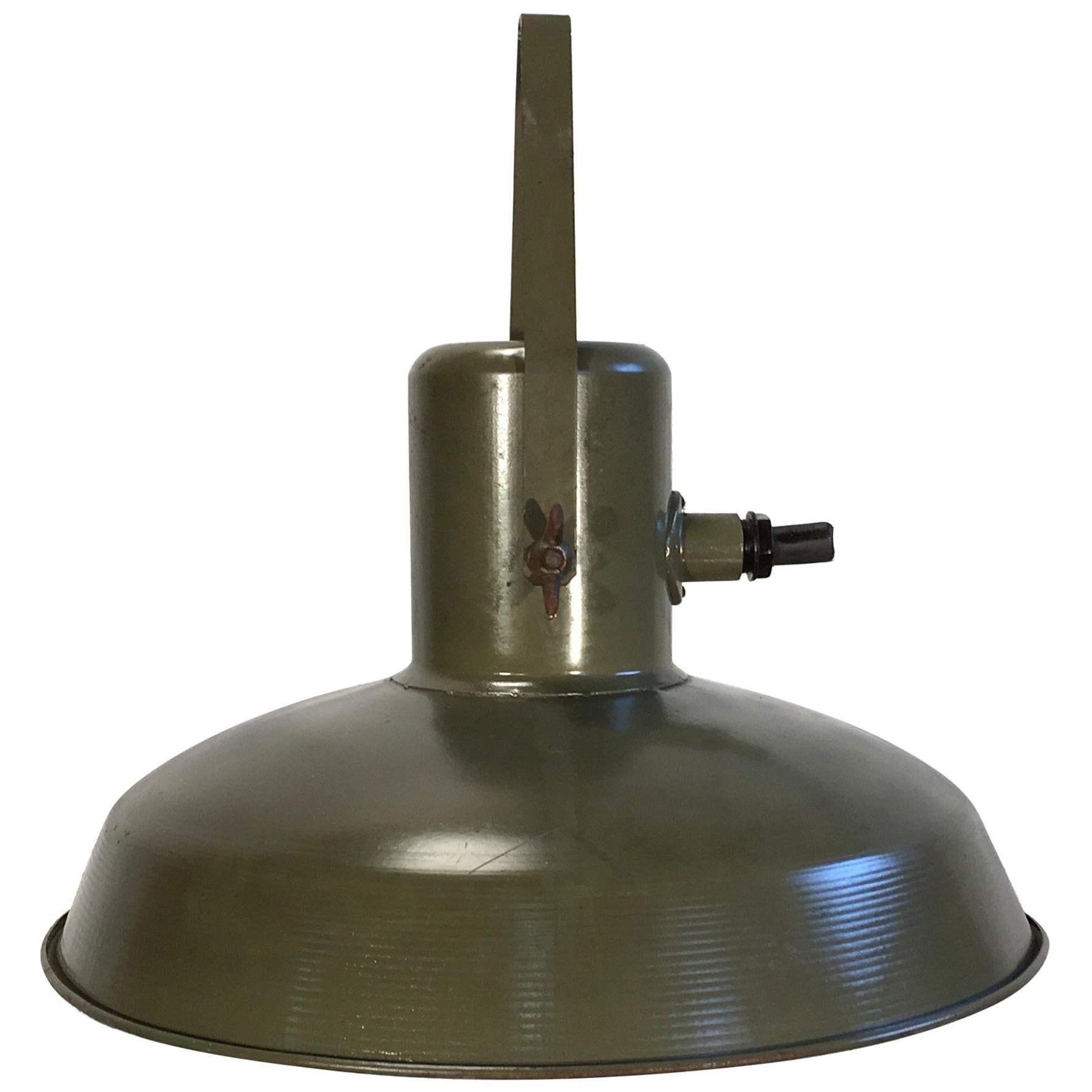 Vintage Green Army Pendant Lamp, 1960s at 1stDibs