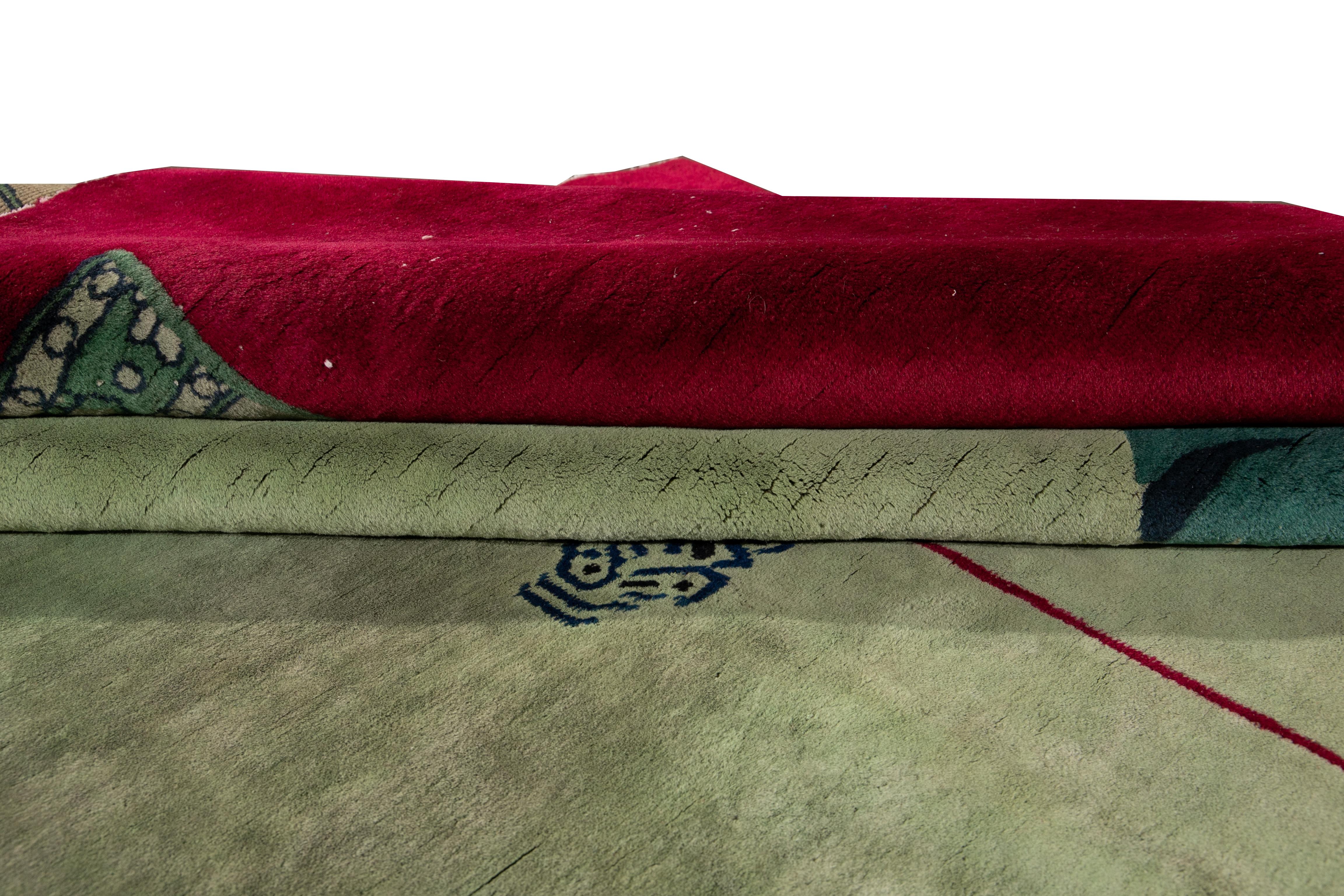 Vintage Green Art Deco Chinese Wool Rug For Sale at 1stDibs | green art ...