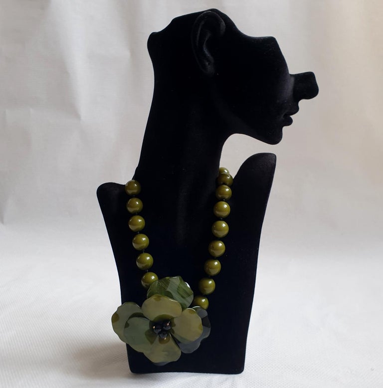 Vintage Green Bakelite Fashion Necklace, France 1970s at 1stDibs