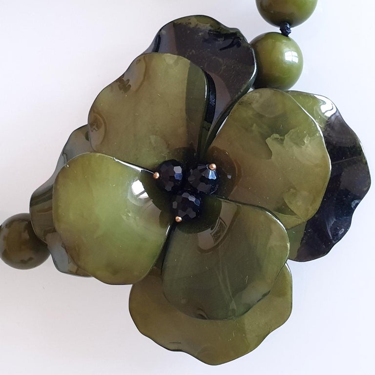 Vintage Green Bakelite Fashion Necklace, France 1970s at 1stDibs