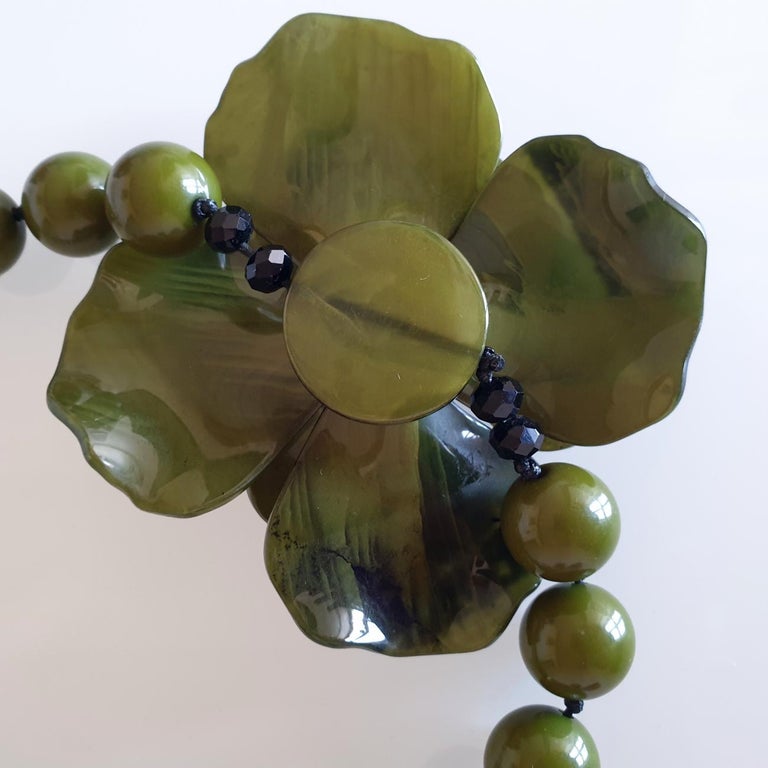 Vintage Green Bakelite Fashion Necklace, France 1970s at 1stDibs