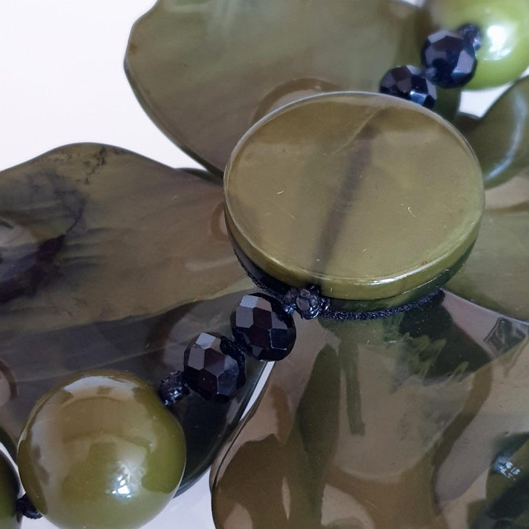 Vintage Green Bakelite Fashion Necklace, France 1970s at 1stDibs