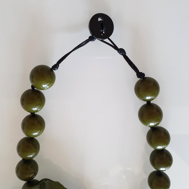 Vintage Green Bakelite Fashion Necklace, France 1970s at 1stDibs