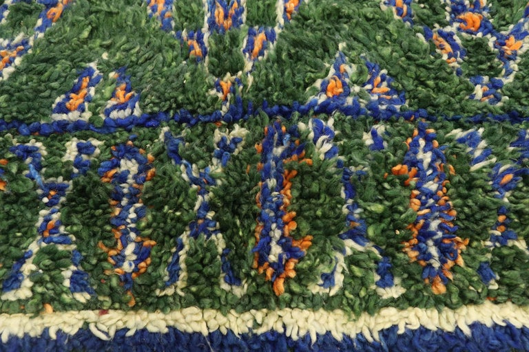 Vintage Green Beni M'Guild Moroccan Rug with Biophilic Design and ...