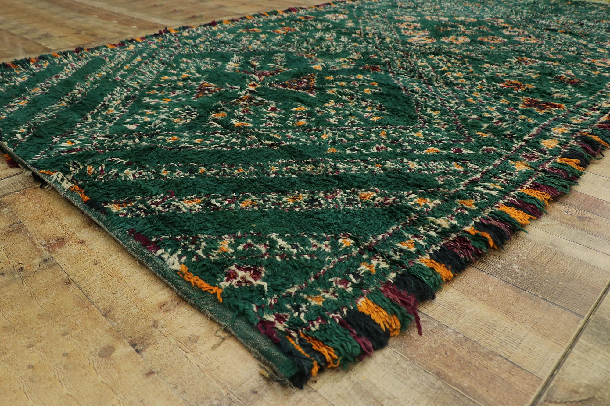 Vintage Green Beni M'guild Moroccan Rug with Jungalow Style For Sale at ...