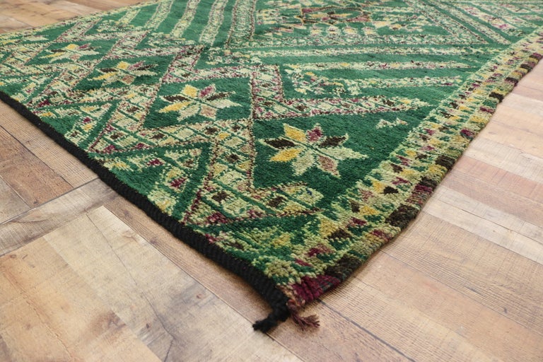 Vintage Green Beni Mguild Rug, Berber Moroccan Rug with Tribal Style ...