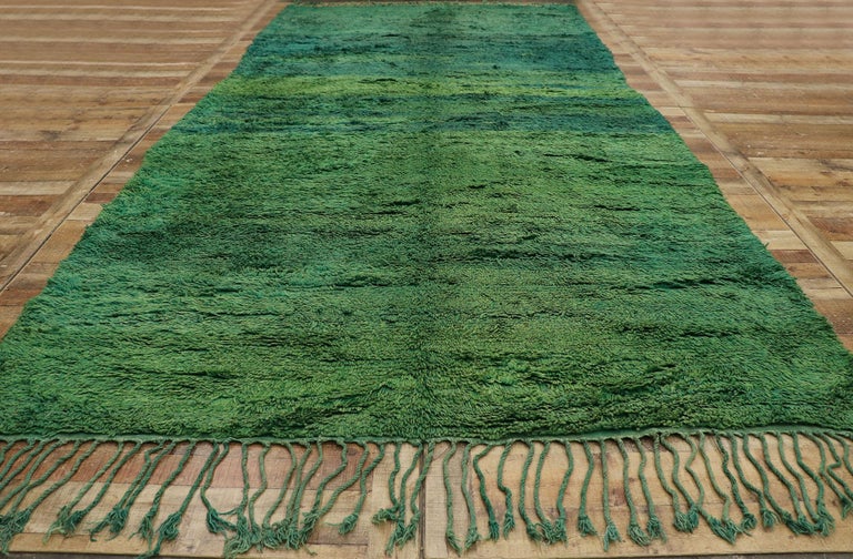 Vintage Green Beni Mrirt Moroccan Rug with Tropical Bohemian Style For ...
