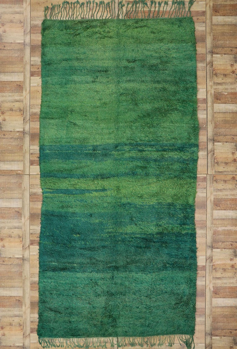 Vintage Green Beni Mrirt Moroccan Rug with Tropical Bohemian Style For ...