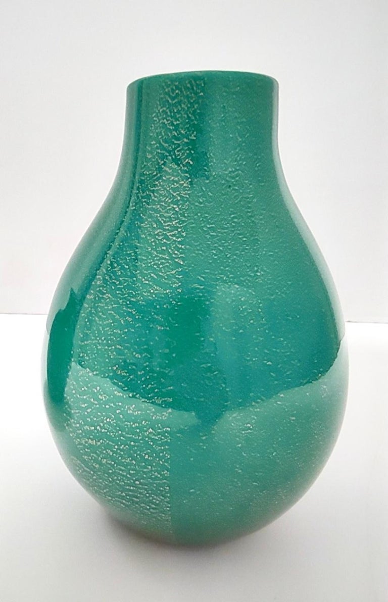 Vintage Green Cased Alga Glass Vase with Gold Leaf by Tomaso Buzzi for ...