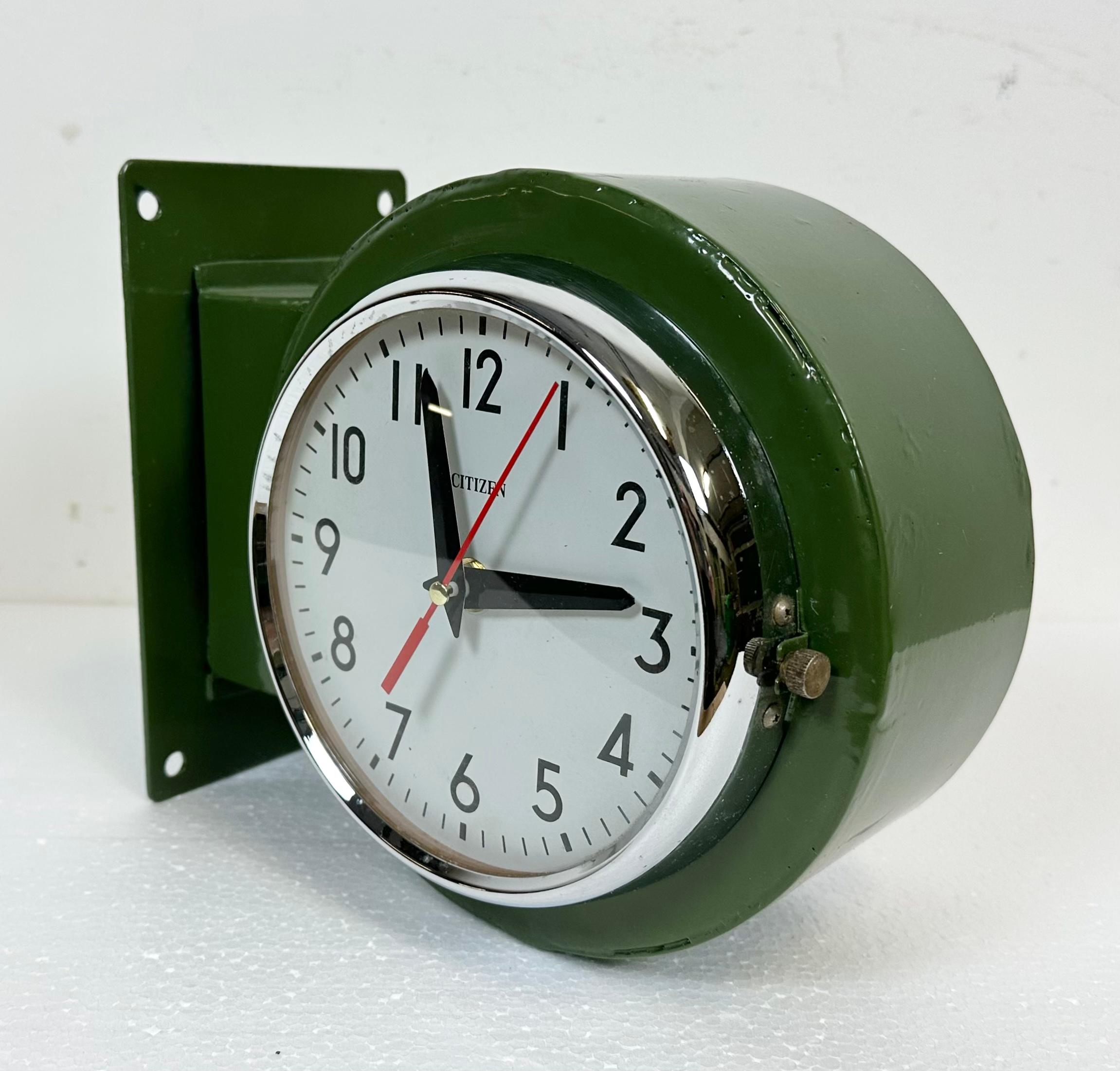 Vintage Green Citizen Double-Sided Navy Wall Clock, 1980s at 1stDibs