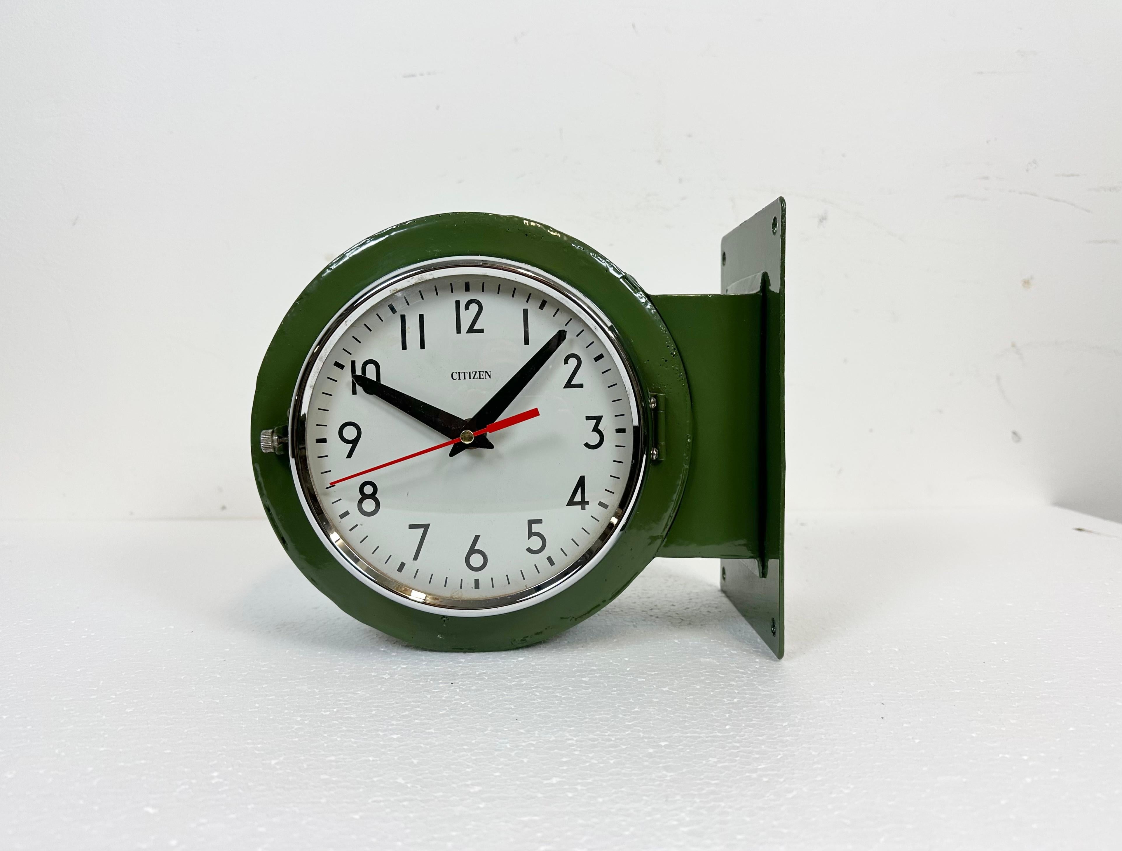 Vintage Green Citizen Double-Sided Navy Wall Clock, 1980s at 1stDibs