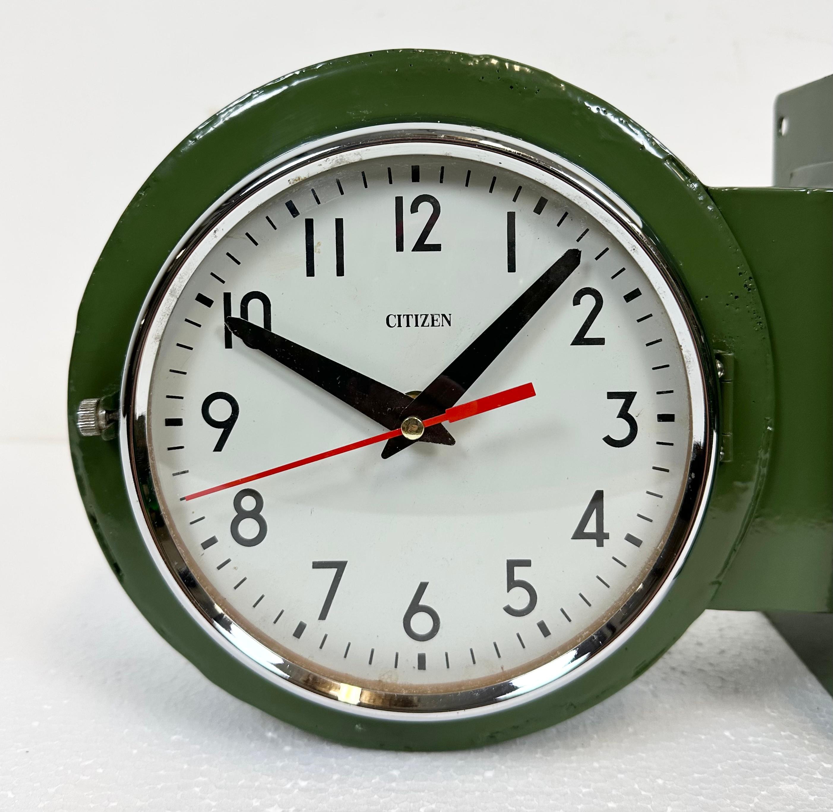 Vintage Green Citizen Double-Sided Navy Wall Clock, 1980s at 1stDibs