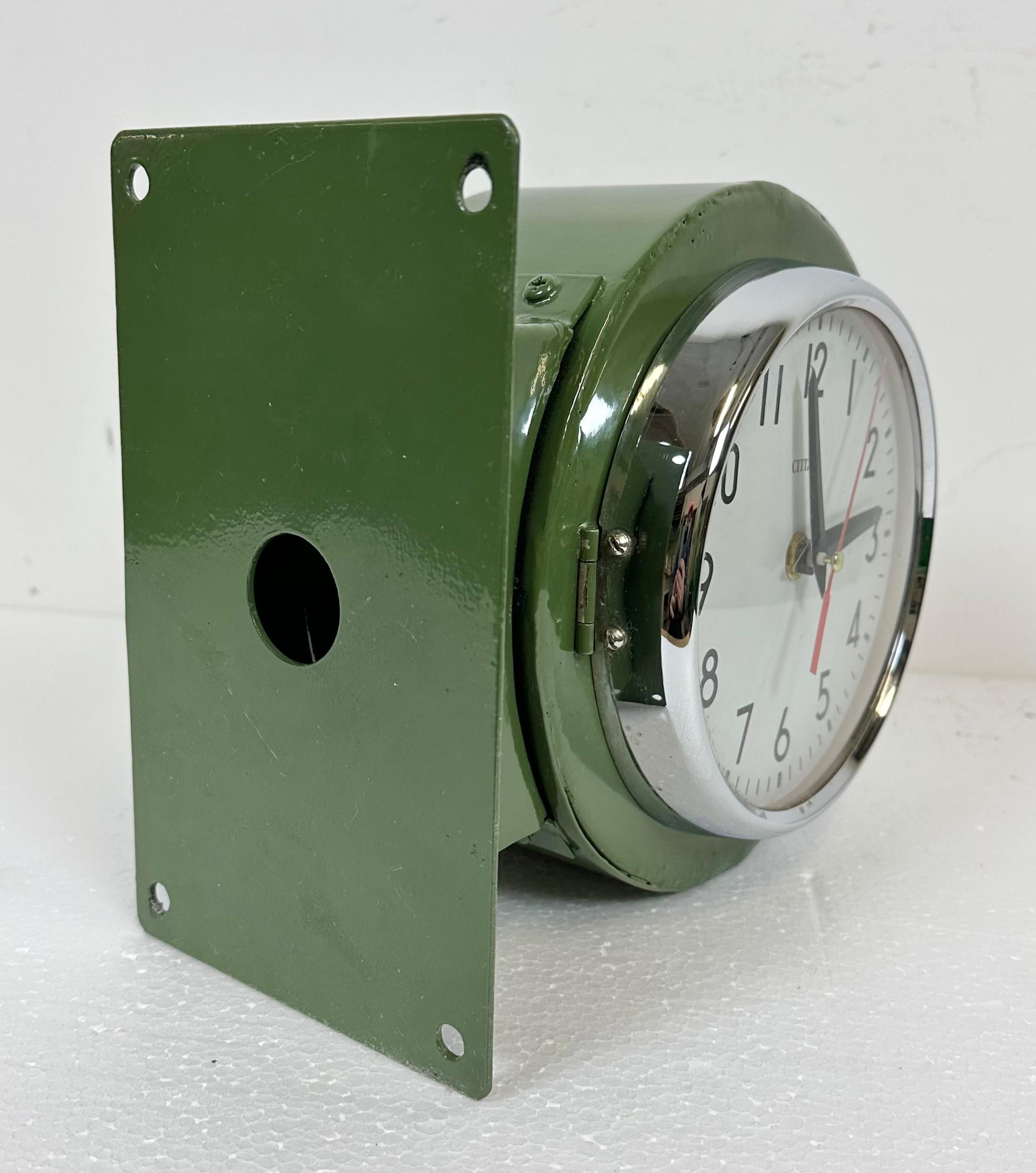 Vintage Green Citizen Double-Sided Navy Wall Clock, 1980s at 1stDibs