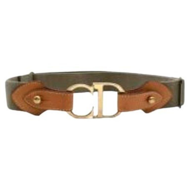 Vintage Green Cotton Canvas CD Logo Belt For Sale at 1stDibs