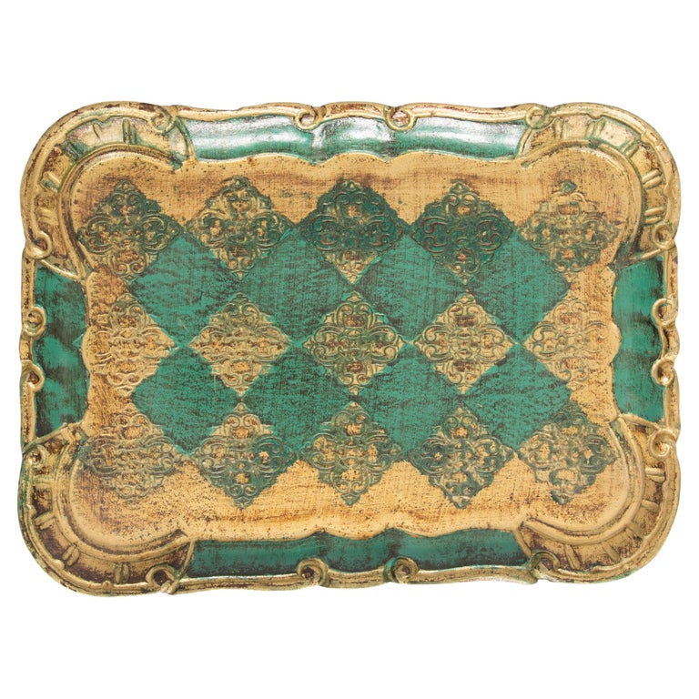 Vintage Green Decorative Wood Plate, Italy, 1960s For Sale at 1stDibs