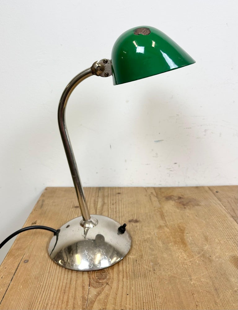 Vintage Green Enamel Bank Lamp, 1950s For Sale at 1stDibs