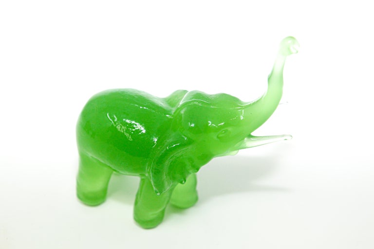 Vintage Green Glass Elephants Group Sculptures at 1stDibs