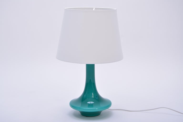 Scandinavian Mid-Century Modern Green Glass table lamp at 1stDibs