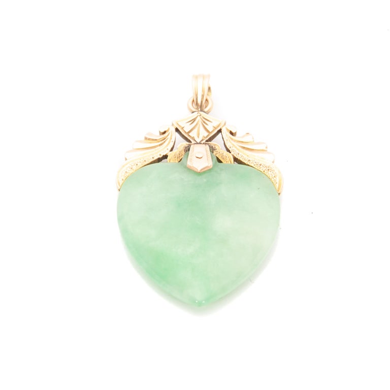 Vintage Gold Heart Shape Jade Love Pendant at 1stDibs | heart shaped ...