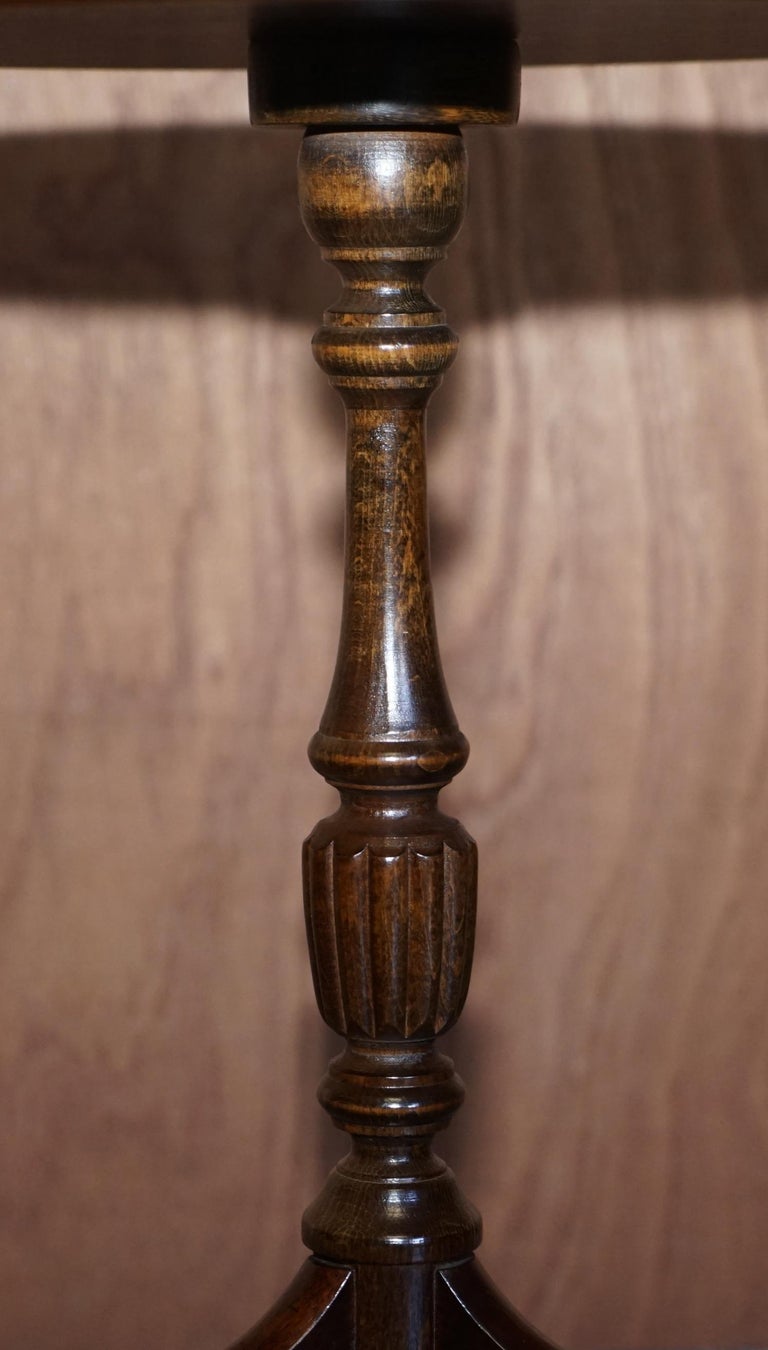 Vintage Green Leather with Gold Leaf Inlay Hardwood Tripod Lamp Side ...