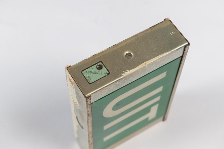 Vintage Green Metal "Exit/Uit" Sign For Sale at 1stDibs