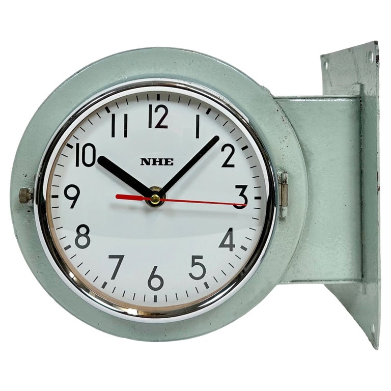Vintage Green NHE Double-Sided Navy Wall Clock, 1980s For Sale at 1stDibs