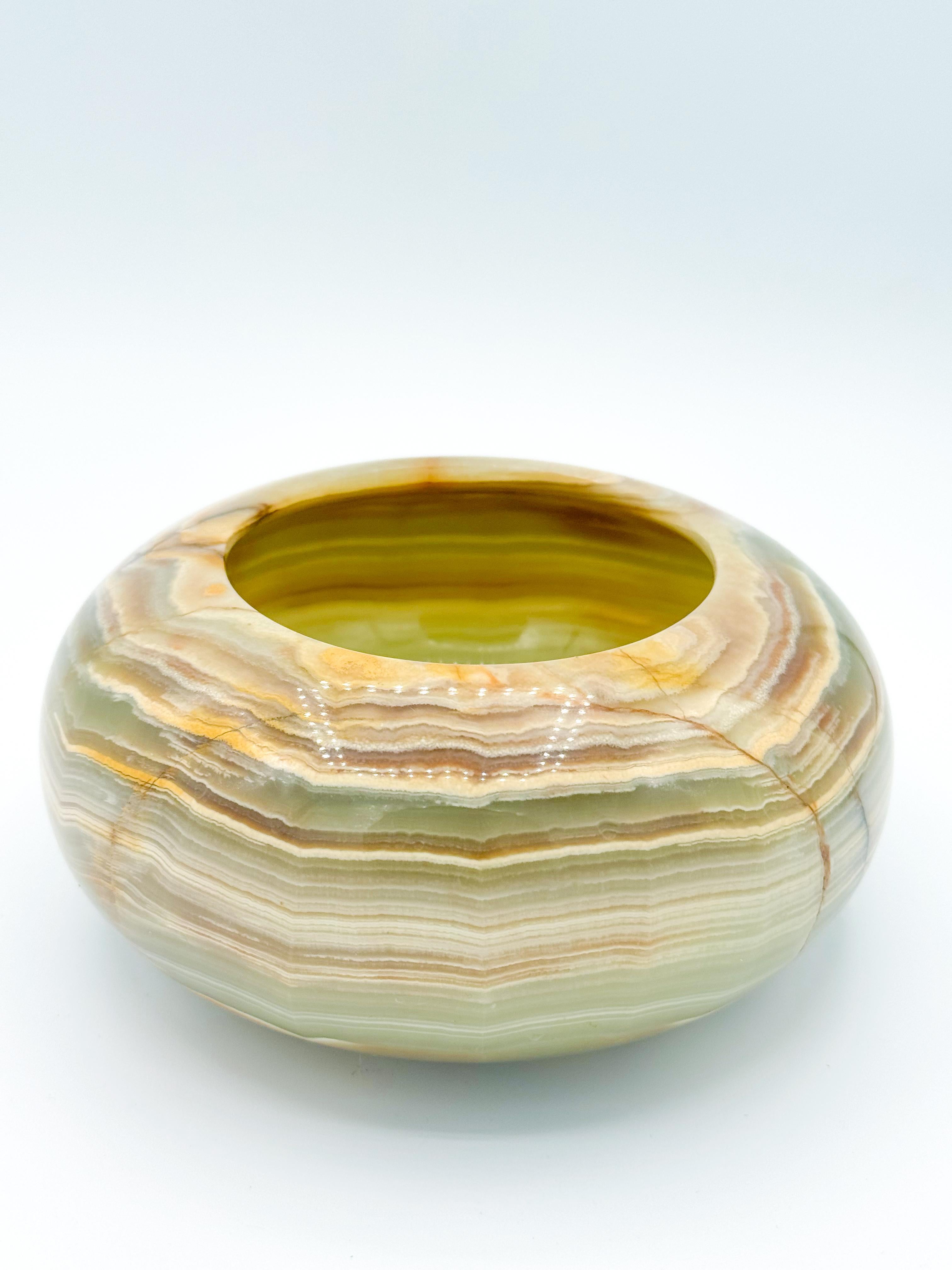Vintage Green Onyx Stone Decorative Catchall Bowl Flower Vase Planter ...