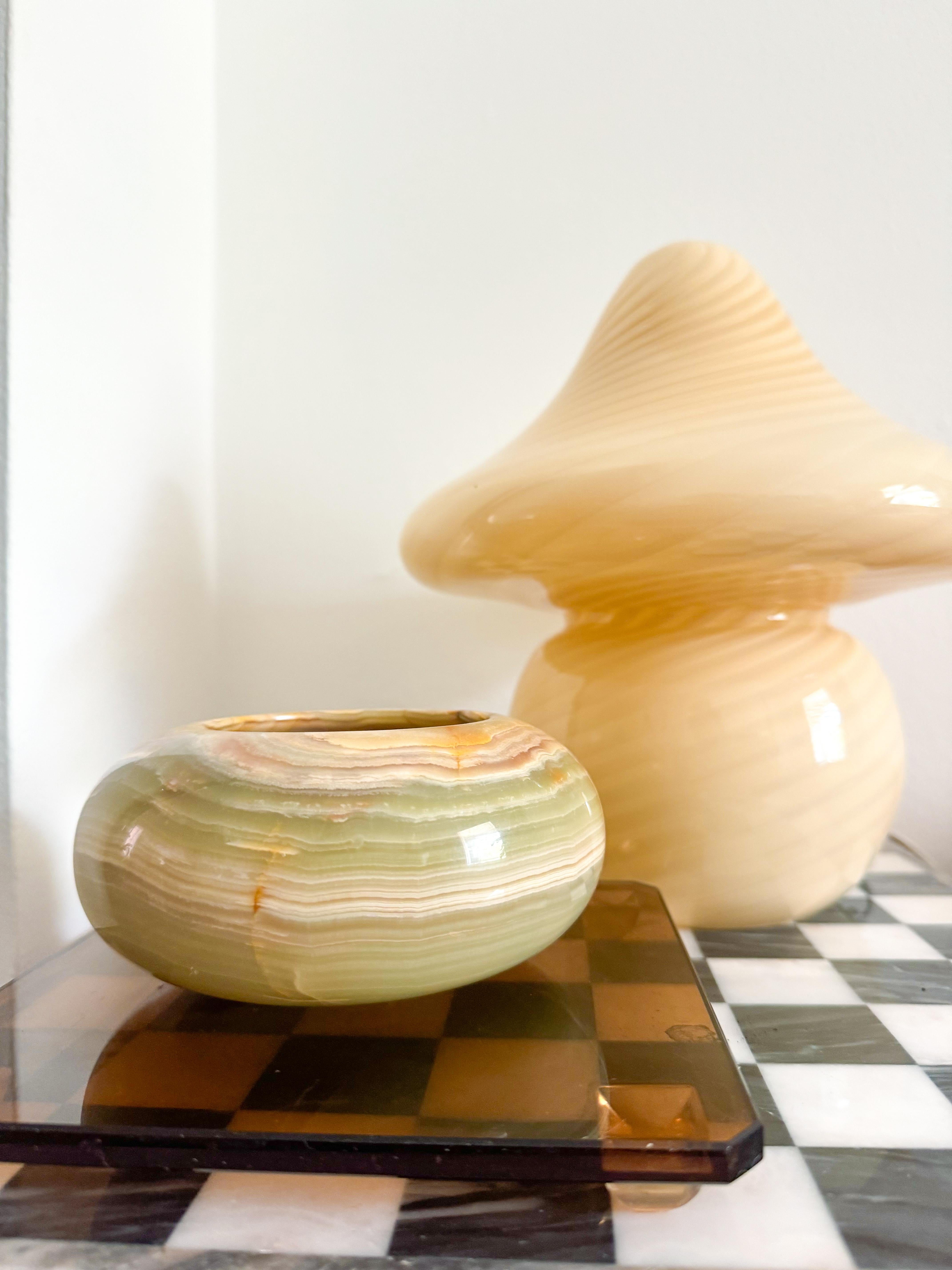 Vintage Green Onyx Stone Decorative Catchall Bowl Flower Vase Planter ...