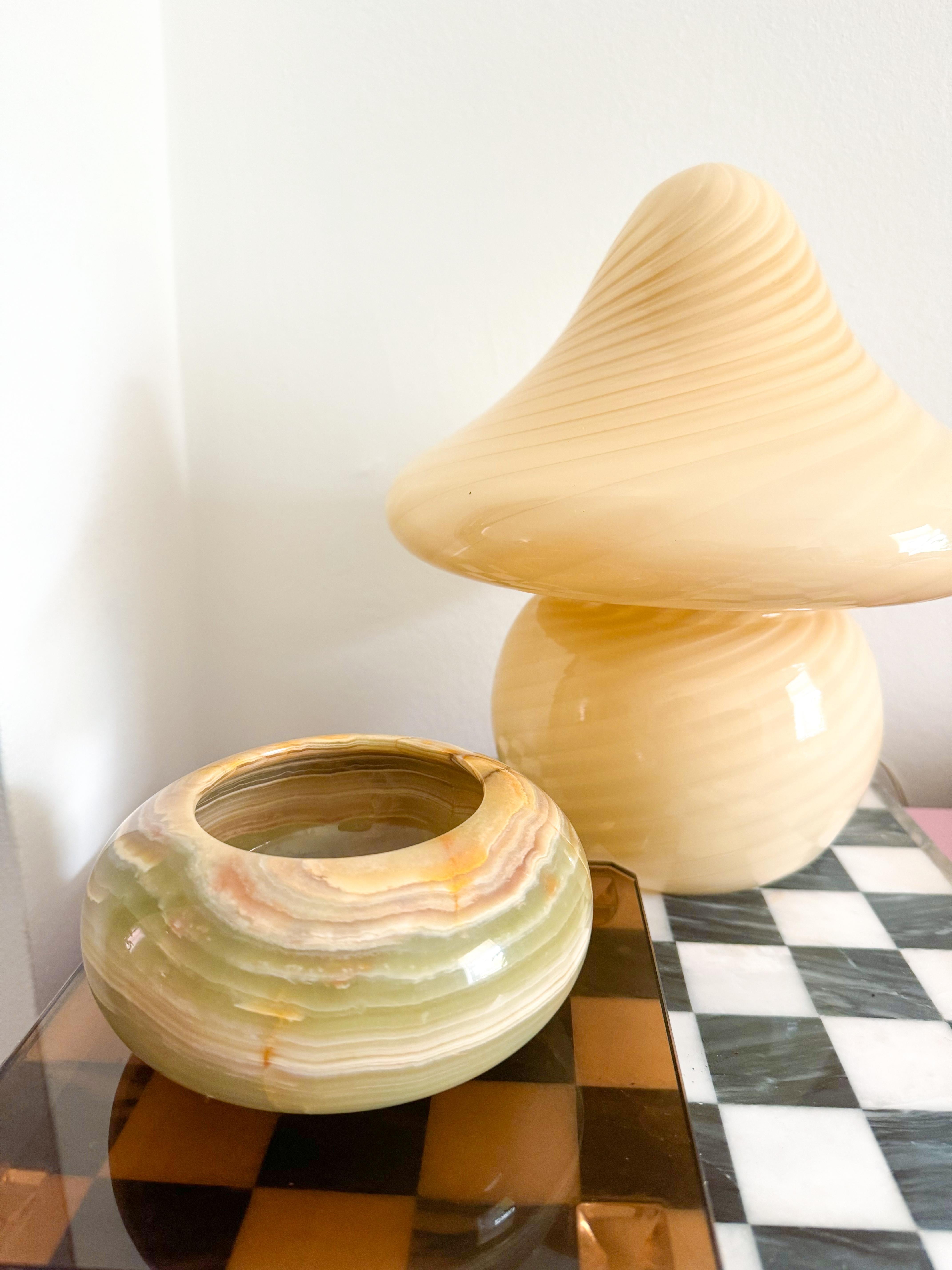 Vintage Green Onyx Stone Decorative Catchall Bowl Flower Vase Planter ...
