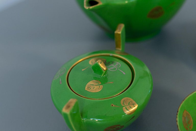 Vintage Green Porcelain Tea Set For Sale at 1stDibs
