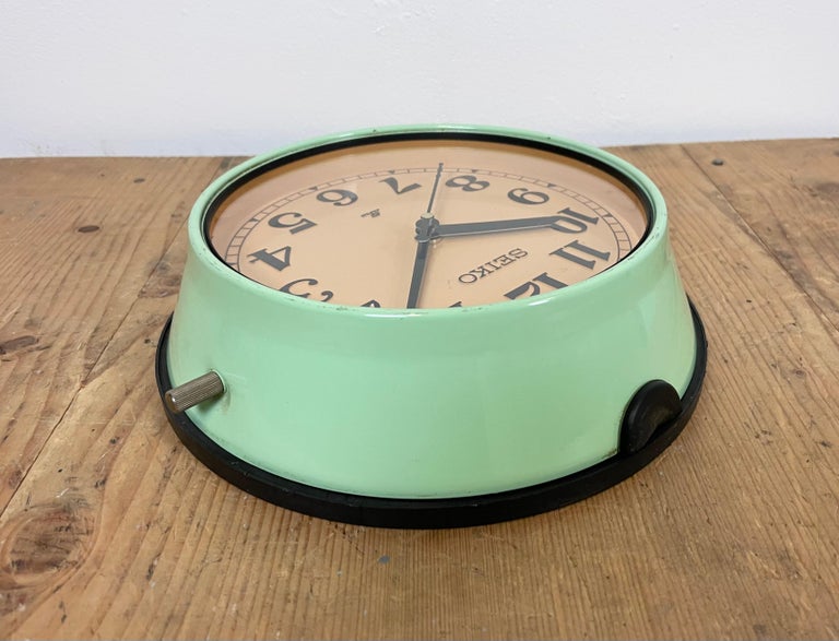 Vintage Green Seiko Navy Wall Clock, 1970s For Sale at 1stDibs