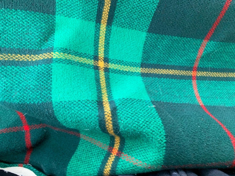 Vintage Green Tartain Plaid Flannel Tweed Custom Down-Filled Loveseat ...