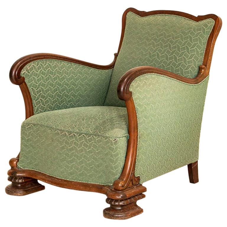 Vintage Green Upholstered Arm Chair from Denmark at 1stDibs | green ...