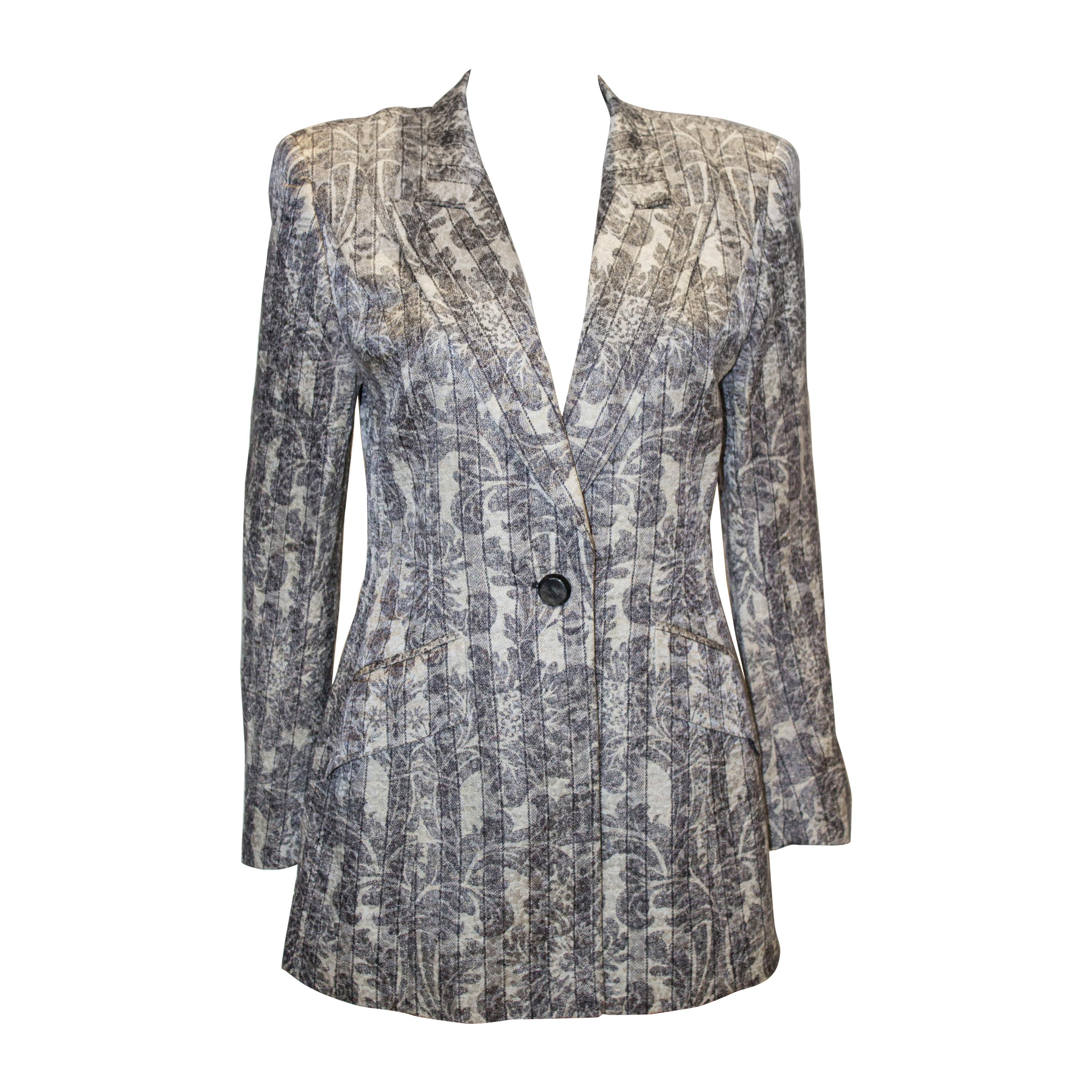 Elite Escada Blue Tweed Fringe Jacket With Front Pockets at 1stDibs