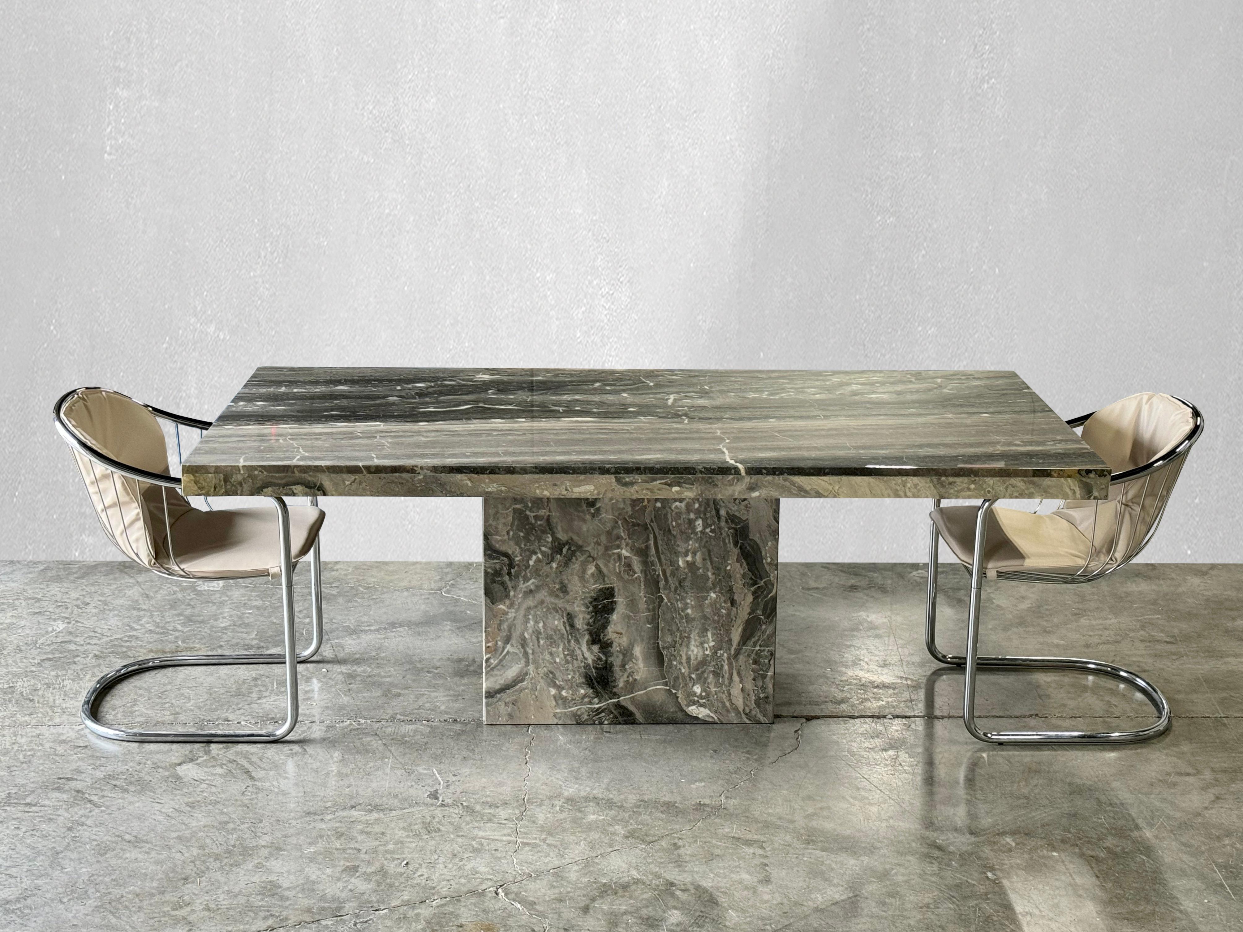 Vintage Grey Marble Dining Table For Sale at 1stDibs