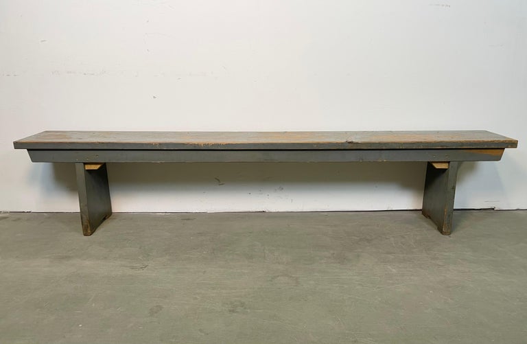 Vintage Grey Wooden Bench, 1950s For Sale at 1stDibs