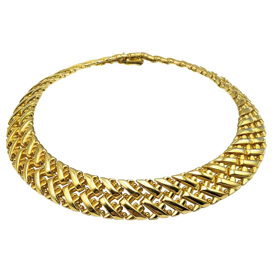 Vintage Grosse Gold Herringbone Style Collar 1971 at 1stDibs