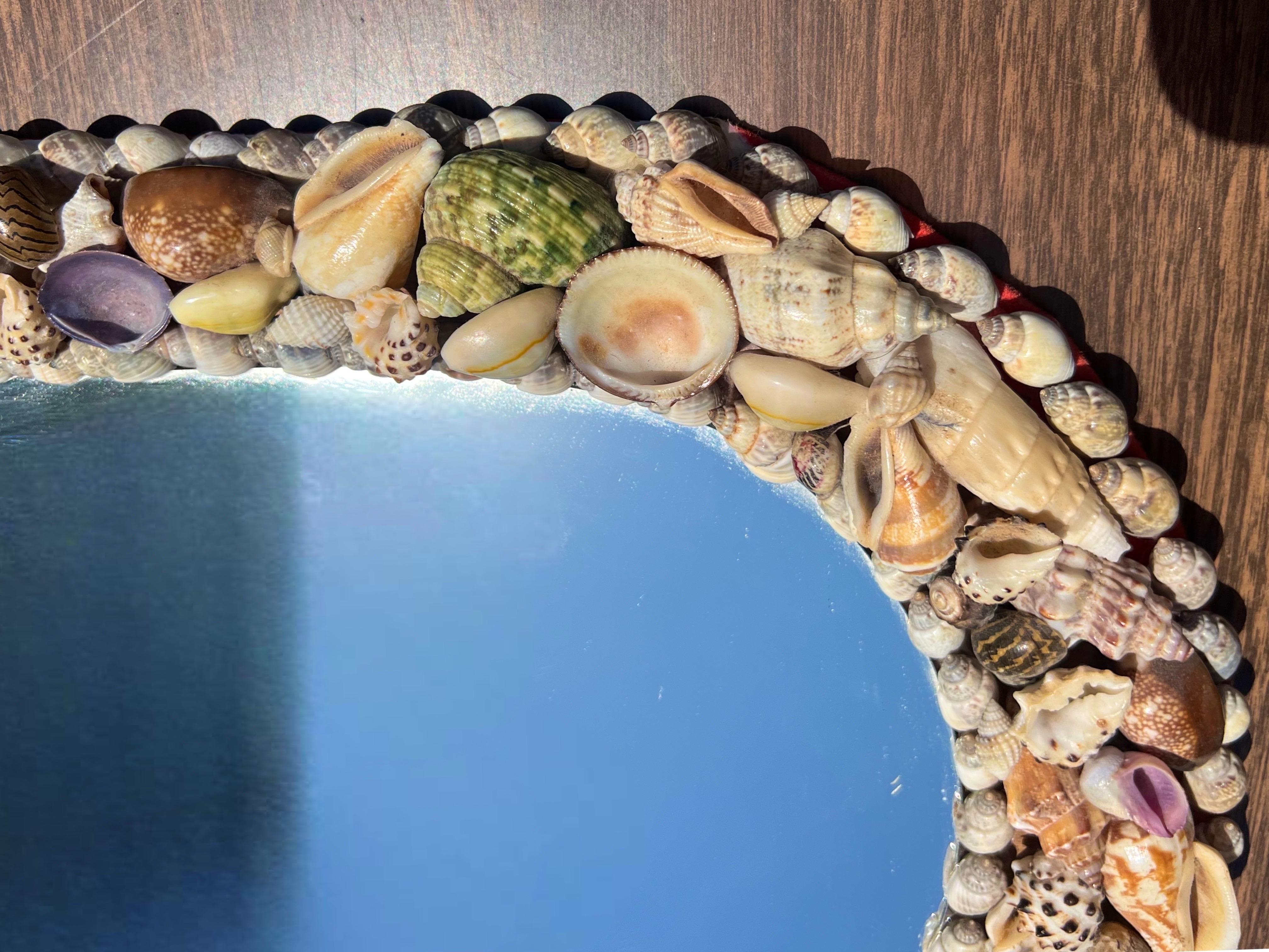 Vintage Grotto Style Oval Seashell Encrusted Mirror at 1stDibs ...