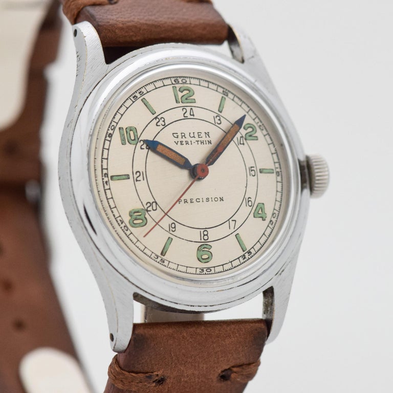 Vintage Gruen Veri-Thin Precision Stainless Steel Watch, 1950s For Sale ...
