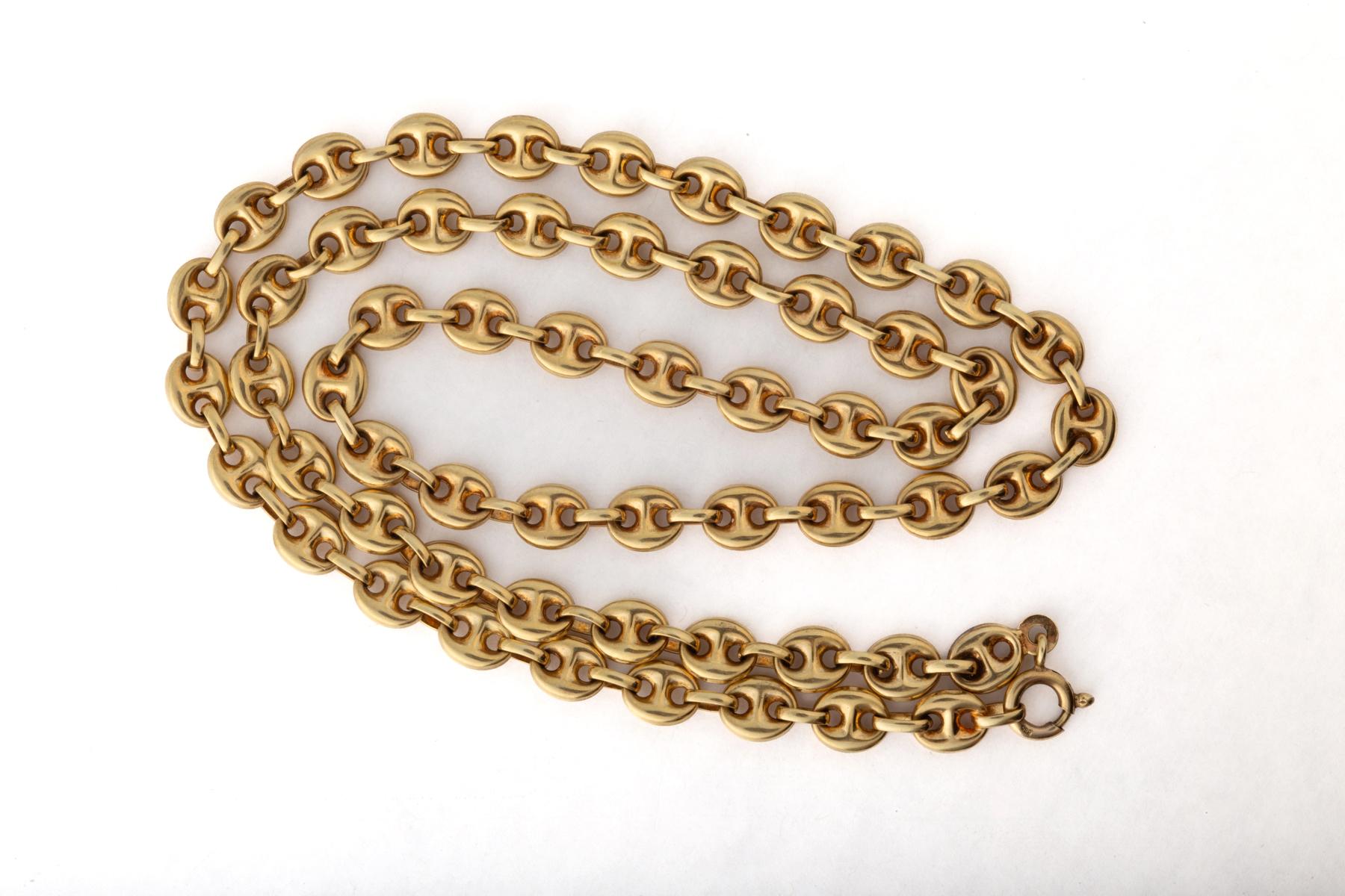 Vintage Gucci 14Kt Gold Puffy Mariner Link Chain For Sale at 1stDibs