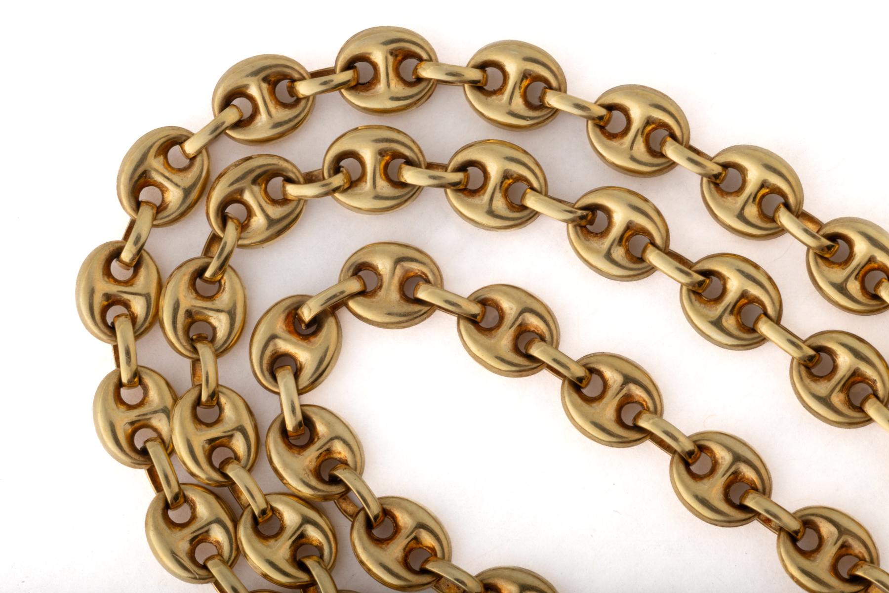 Vintage Gucci 14Kt Gold Puffy Mariner Link Chain For Sale at 1stDibs