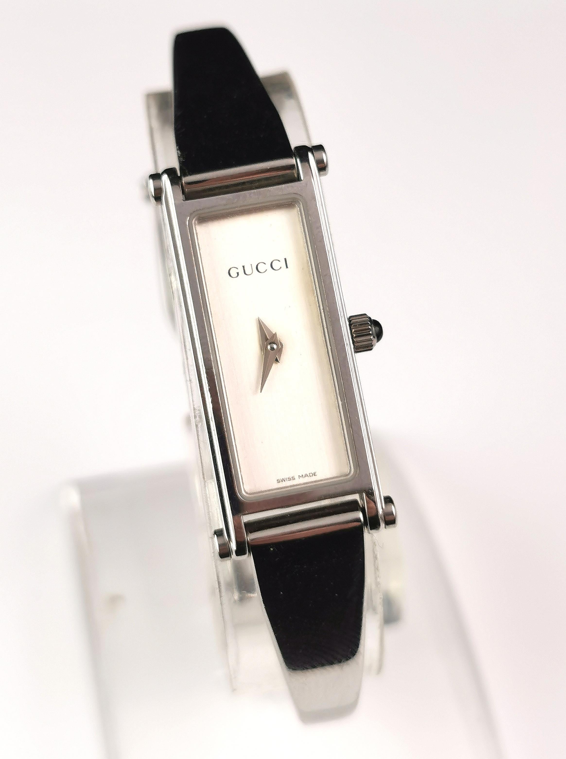 Vintage Gucci 1500l ladies wristwatch, horsebit bangle strap, Stainless ...