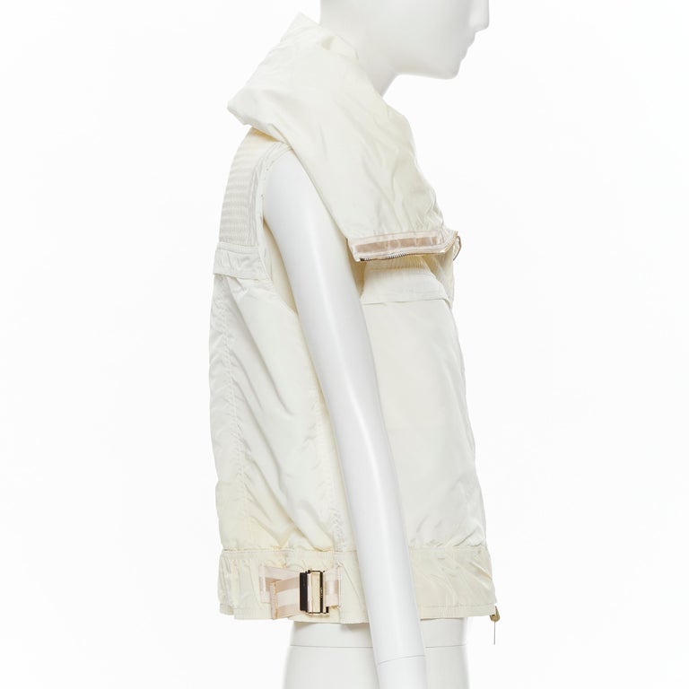 vintage GUCCI 2004 cream white oversized collar zip padded vest jacket ...